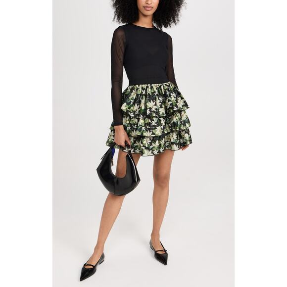 Alice + Olivia | Dresses | Alice Olivia Chara Black Floral Print Poplin ...